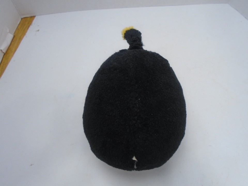 Angry Birds 2010 Black Bomber Bird 8" Plush Stuffed Animal Doll no tush ...