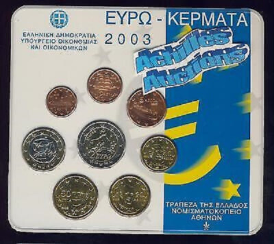 Official BU set 2003, Greek Euro coins, Bank of Greece, Complete set of ...