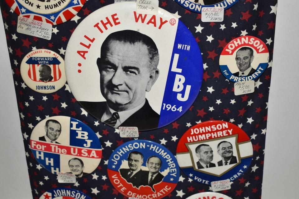 LYNDON JOHNSON LBJ POLITICAL VTG PINBACKS BUTTONS PIN LOT of 12 (PB#271 ...