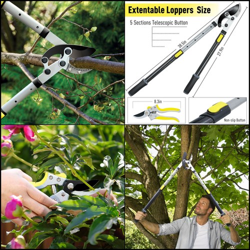 3PCS Extendable Anvil Loppers Shears Set, Branch Cutters Heavy Duty ...