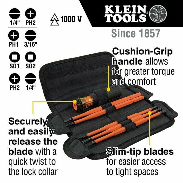 Klein Tools 32288 8-in-1 Insulated Interchangeable Screwdriver Set - 7 ...