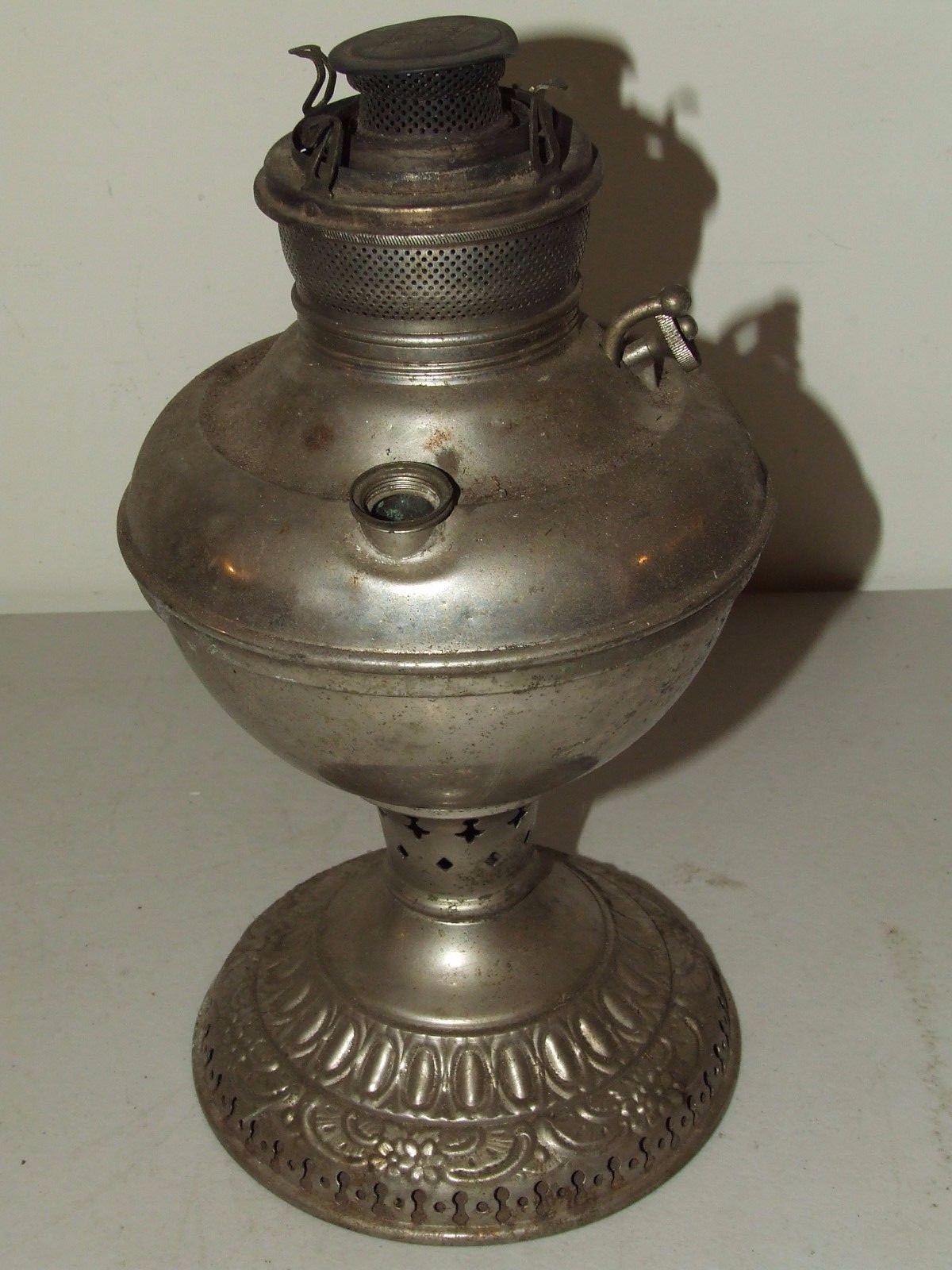 Antique 19th C. Edward Miller Lamp Co. Victorian Nickel Kerosene Oil ...