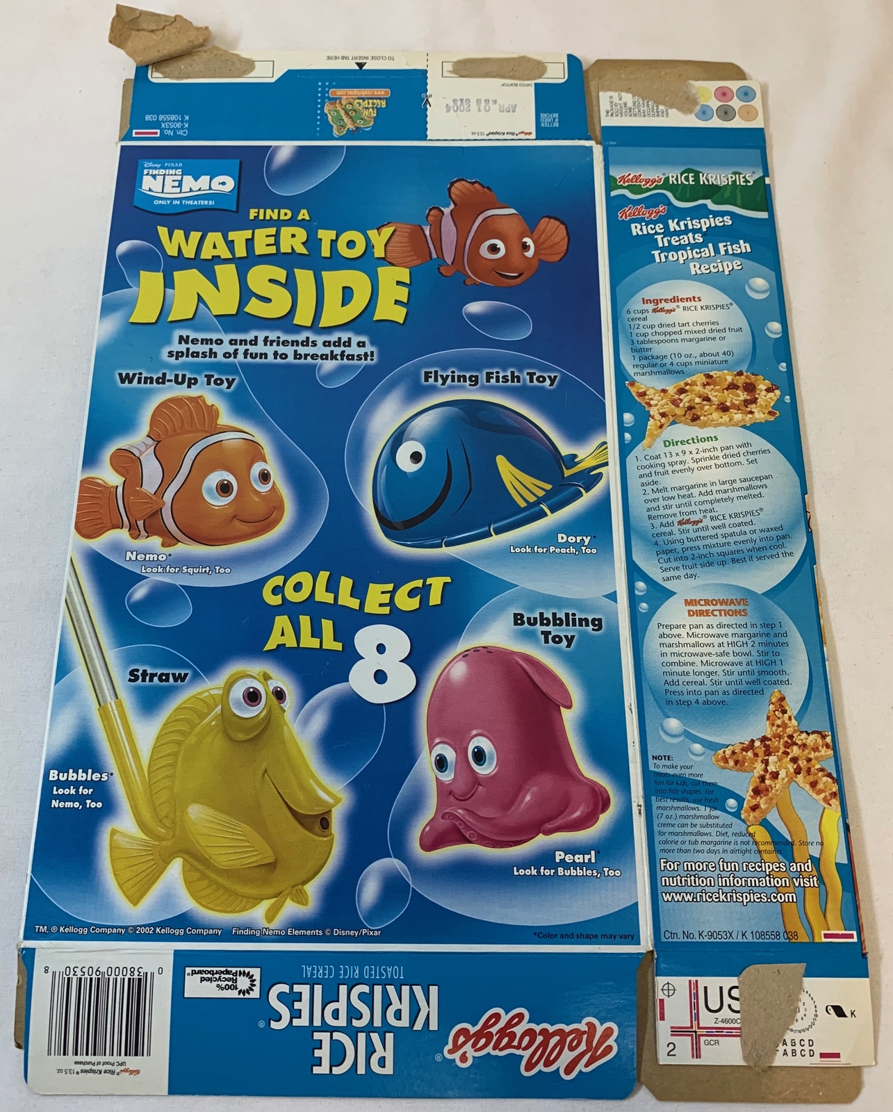 2002 Kellogg's RICE KRISPIES cereal box ~ Disney/Pixar Finding Nemo | eBay