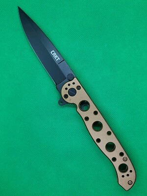 CRKT M16-03BR CARSON M16 FLIPPER KNIFE BRONZE HANDLE BLACK SPEAR POINT ...