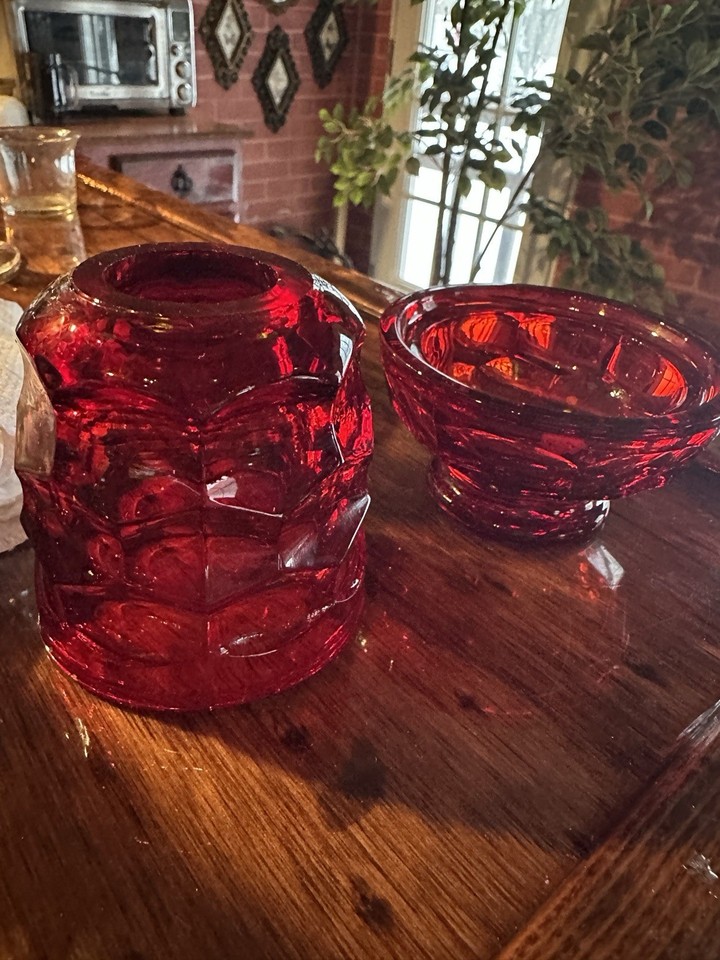 VIKING GLASS GEORGIAN RUBY FAIRY LAMP | eBay