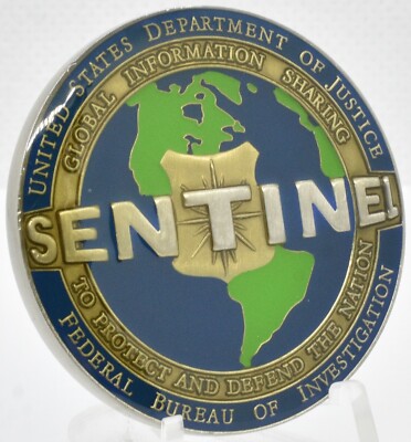 FBI Sentinel Global Information Sharing DOJ Challenge Coin | eBay