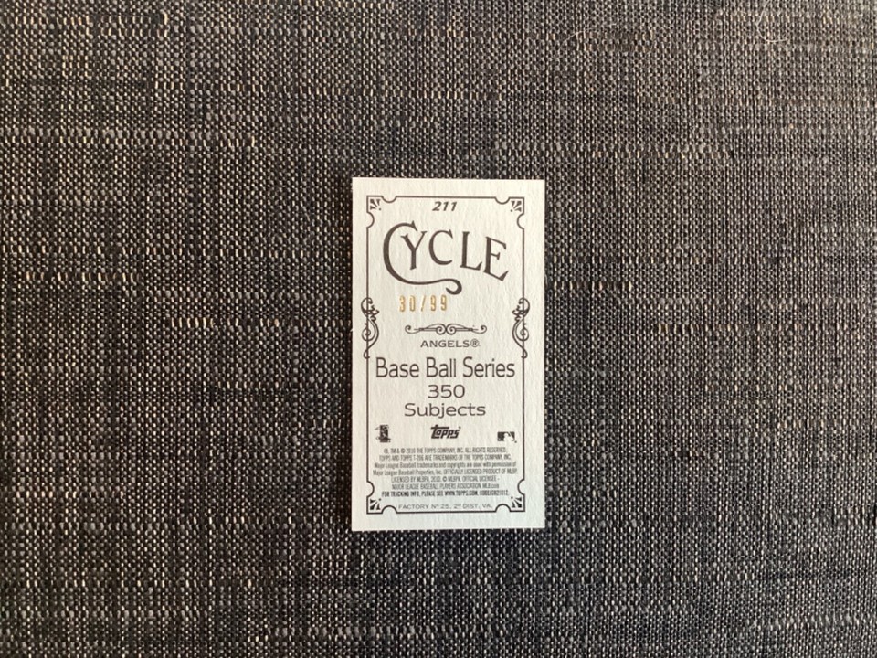 RARE! 2010 Topps T206 #211 Mini CYCLE Back Jered Weaver ANGELS PADRES ...
