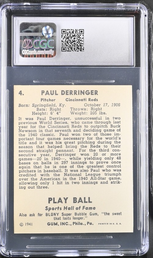 1941 PLAY BALL PAPER SET #4 DUKE DERRINGER CGC 4.5 VG/EX+ 269 | eBay