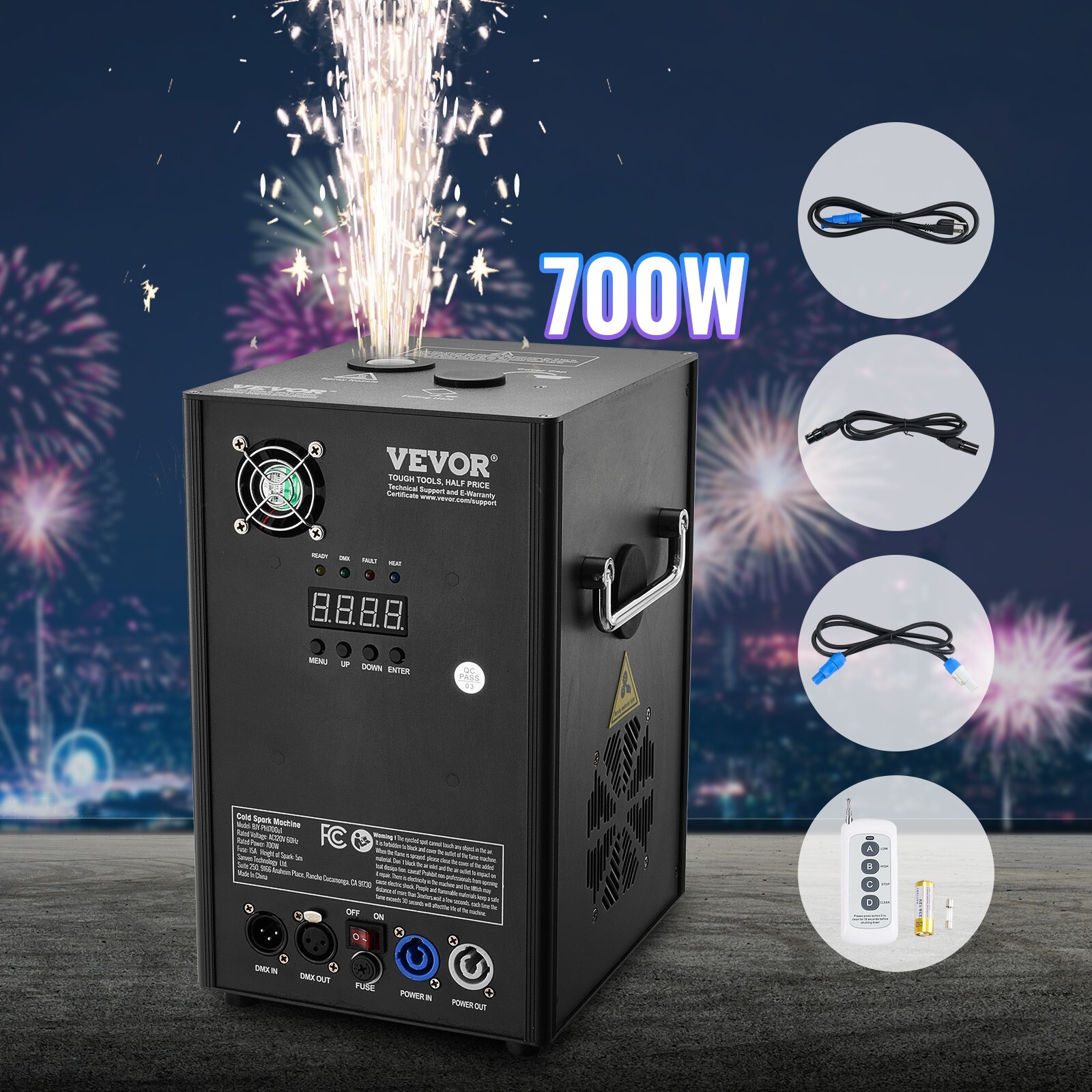 VEVOR Cold Spark Machine 700W Stage Effect DMX Firework DJ Wedding 6.6 ...