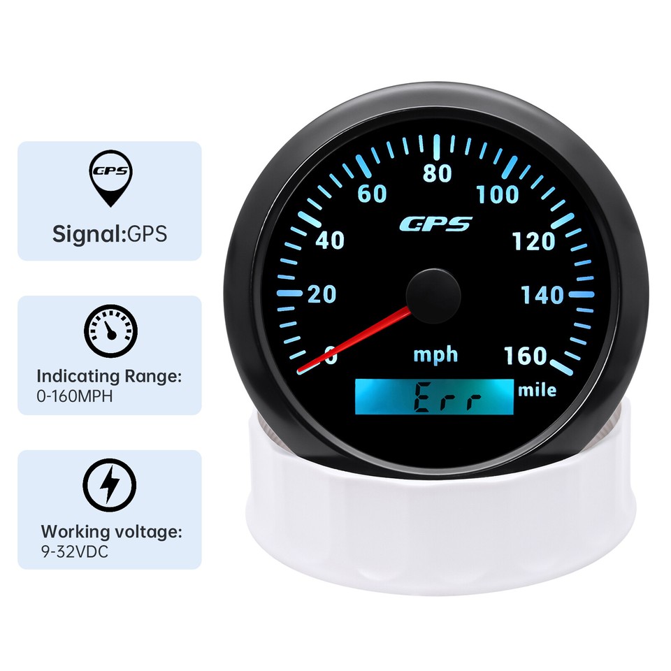 3 Gauge Set GPS Speedometer 0-160MPH Tacho 85mm 4in 1 Fuel Gauge Temp ...