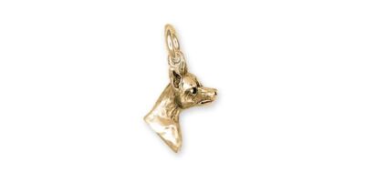 Min Pin Jewelry 14k Yellow Gold Handmade Miniature Pinscher Charm MP12 ...