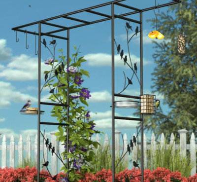 2m Garden Arch Bird Feeder Metal Trellis Archway Garden Plant Climbing ...
