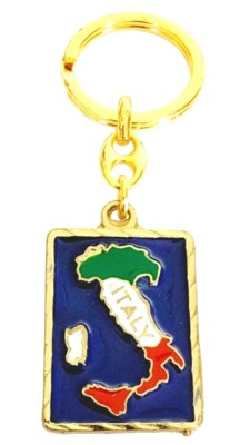 Vintage Italy Keychain Italian Map Goldtone Metal Enamel Souvenir ...
