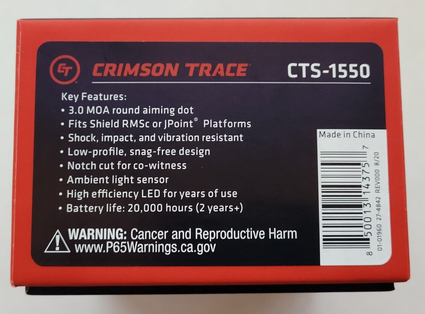 Crimson Trace CTS-1550 3 moa Micro Open Reflex Pistol Red Dot Sight ...