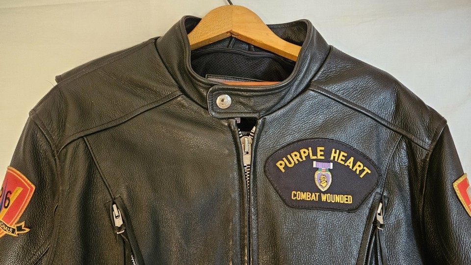 Vintage Wilsons Leather Marine Corps Leather Biker Jacket w/Military ...