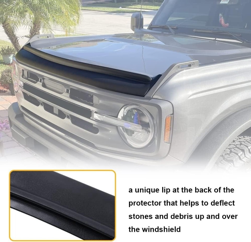 Black Hood Deflector for Ford Bronco 2021-2025 Hood Guard Shield Bug ...