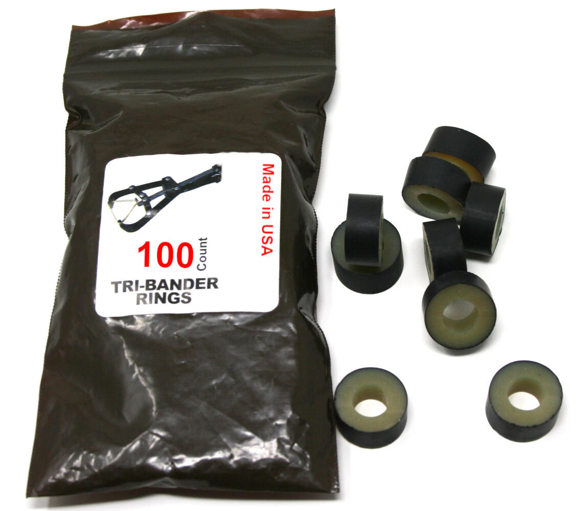 XL Tri Bander Large Ring Bands 100-PK Castrate Cattle Sheep Bull Made ...
