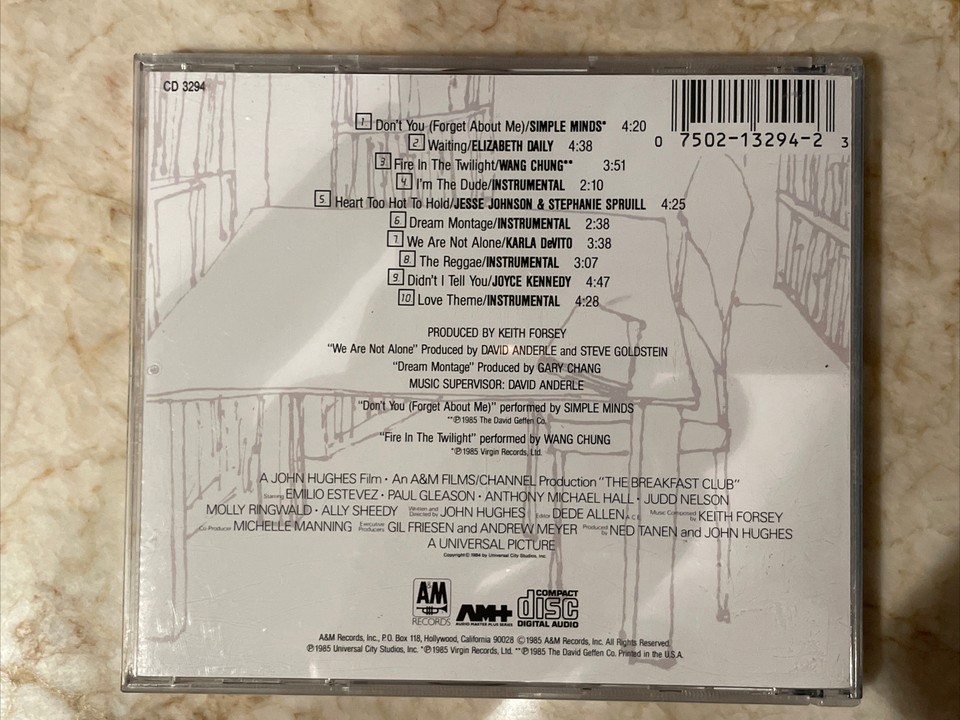 The Breakfast Club (Original Soundtrack) by Various Artists (CD, 1990 ...