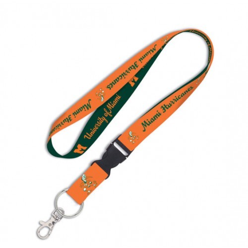 MIAMI HURRICANES COLLEGE VAULT LANYARD KEY CHAIN W/ DETACHABLE BUCKLE 1 ...
