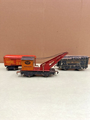 Marx Red 1935 NYC US Mail RPO Car Wrecker Car Coal Car - O gauge Lot of ...