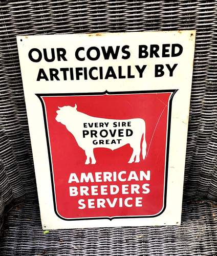VINTAGE AMERICAN BREEDERS SERVICE METAL FARM ADVERTISING SIGN | eBay