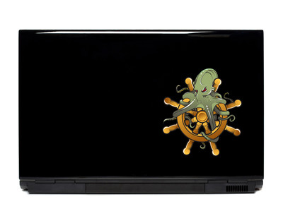 Octopus ship wheel sticker decal laptop automotive netbook window ...