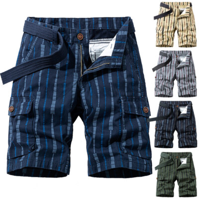 Mens Shorts Comfortable Elasticity Belted Sports Cotton Casual Walk ...