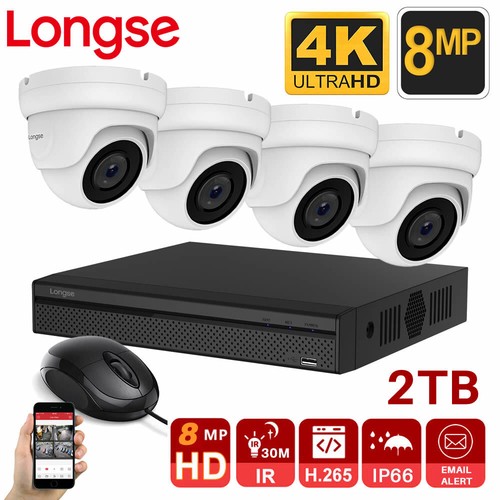 Longse 8MP CCTV 4K DVR System 2TB Outdoor Turbo HD Home Camera Security ...