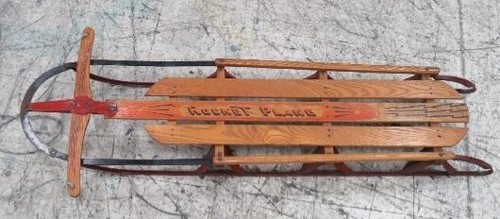 Vintage ROCKET PLANE Wood Metal Sled 57in . Sled #258 American ACME CO ...