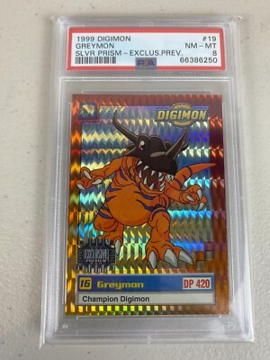 1999 Digimon Greymon #19 Exclusive Preview Card Silver Prism Card Nm-Mt ...