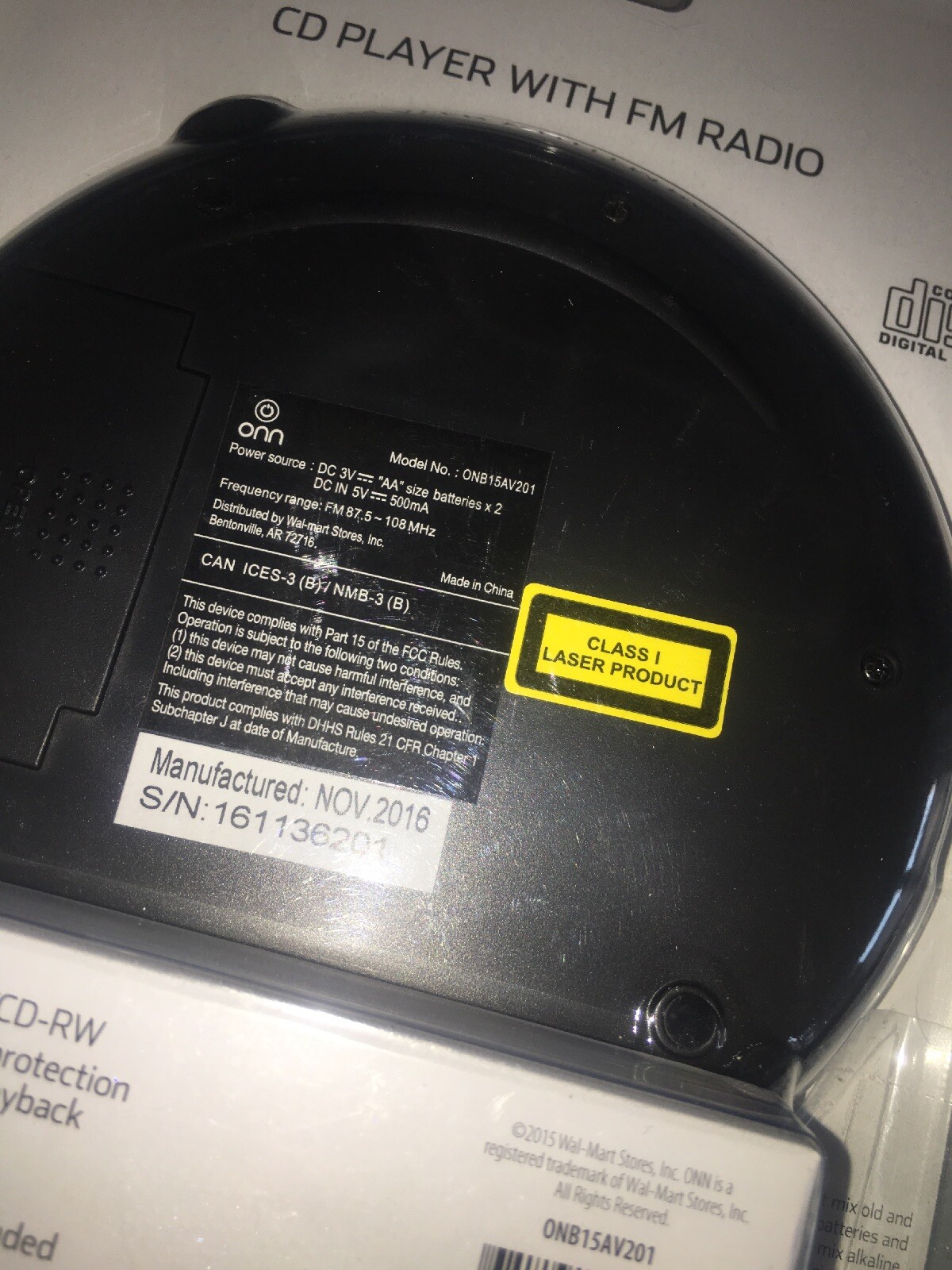 ONN PORTABLE CD PLAYER WITH FM RADIO MODEL#ONB15AV201 | eBay