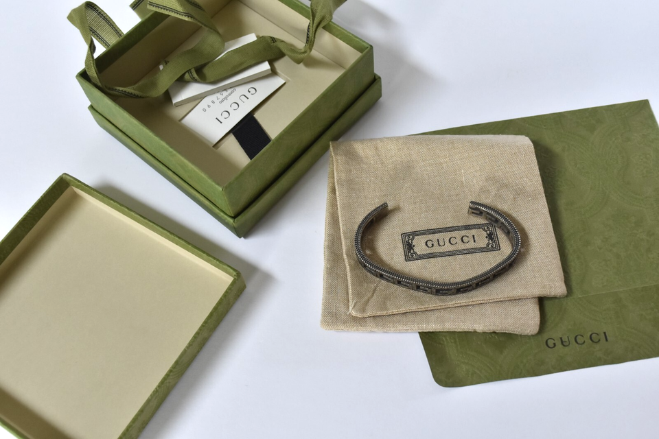 Gucci Men's Antique Sterling Silver 925 Large G Link Bangle 8" w ...