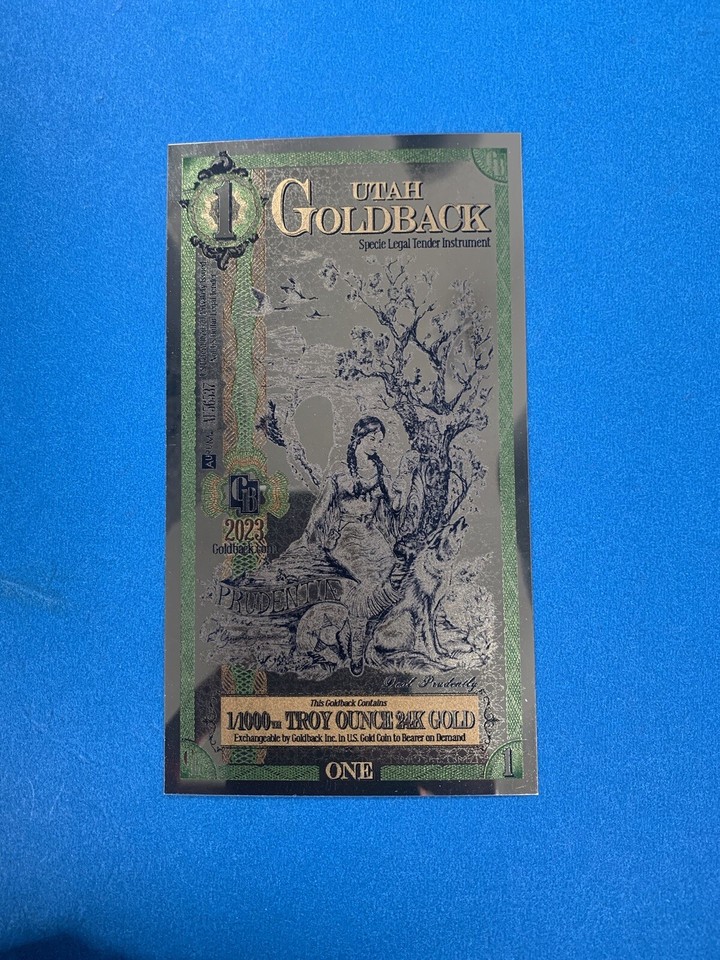 ** 2023 ** Utah 1 Goldback Aurum Gold Note 1/1000 oz 24kt .999 Fine ...