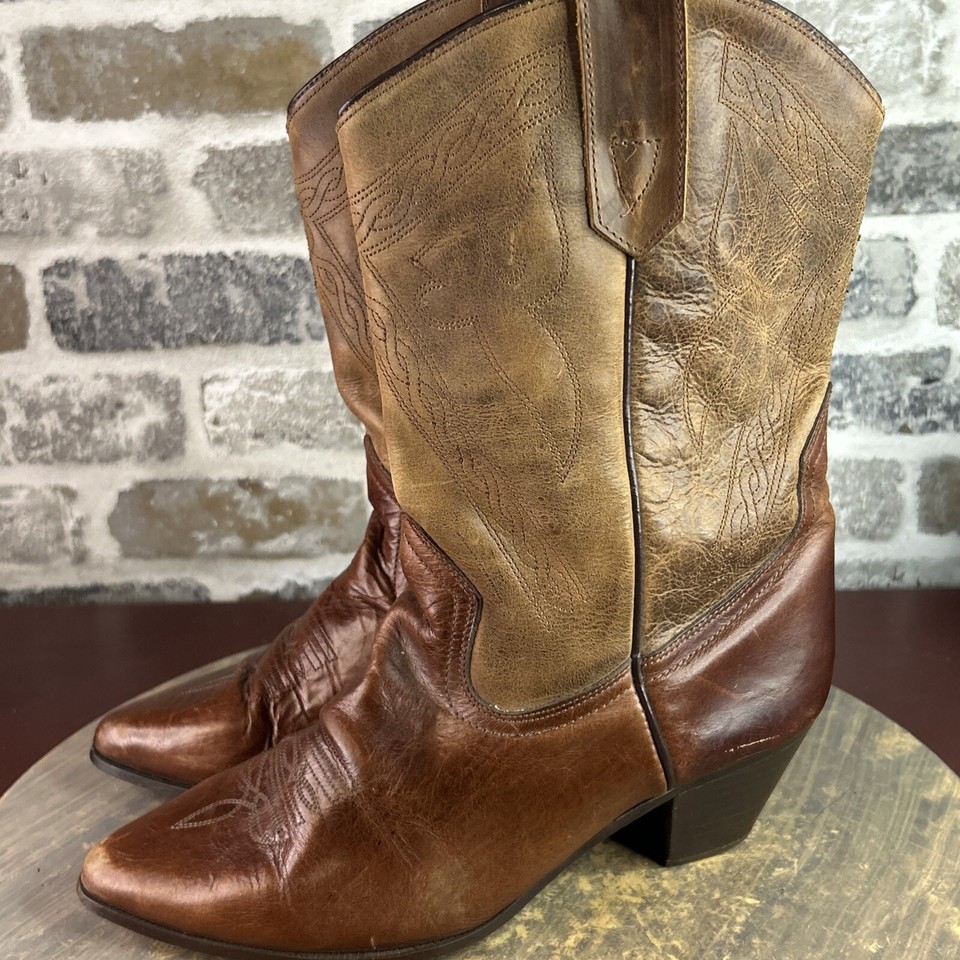 Oak Tree Farms Western Cowboy Women’s Brown Leather Boots Size 6 | eBay