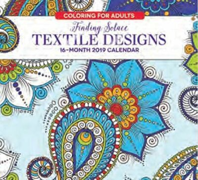 16-Month Adult Coloring Wall Calendar (Textile Designs) | eBay