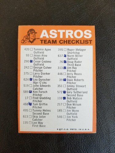 HOUSTON ASTROS BLUE BORDER TEAM CHECKLIST 1973 TOPPS BASEBALL CARD | eBay
