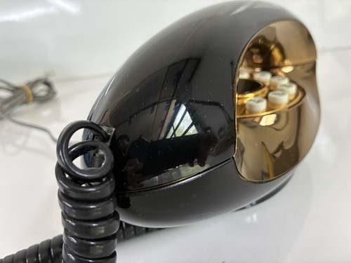 Vintage ATC Genie Phone Landline Black And Gold Push Button Space Age ...