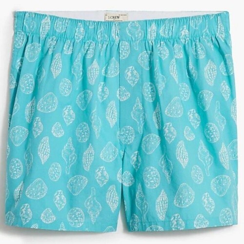 J Crew‎ Men's Woven Boxers Short Sea Shells 100% Cotton Beach Mint Blue ...