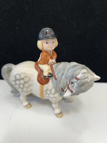 BESWICK ENG 1981 NORMAN THELWELL ANGEL GIRL RIDING ON PONY FIGURINE ...