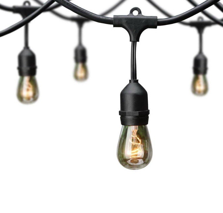 HAMPTON BAY 12💡 24ft. Indoor/Outdoor Incandescent Edison Bulb String ...