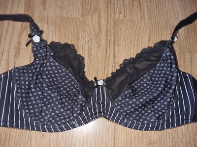 🌺 Gorgous Black Grey HUNKEMOLLER Underwired bra size 32D | eBay UK