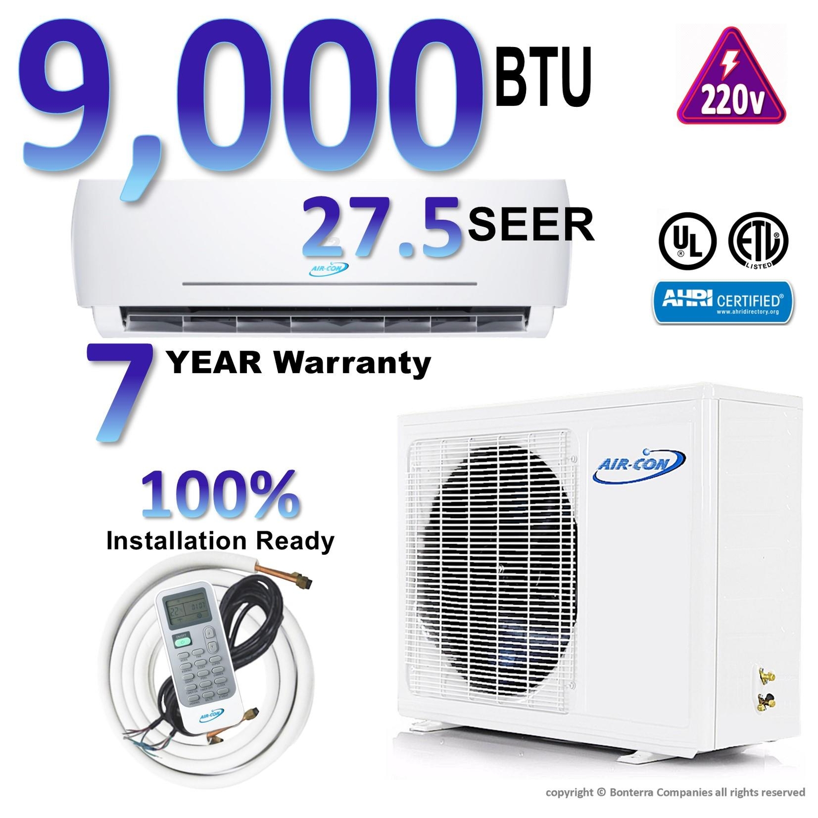 Aircon Blizzard 9,000 BTU Window Mounted Ductless Mini Split Air ...