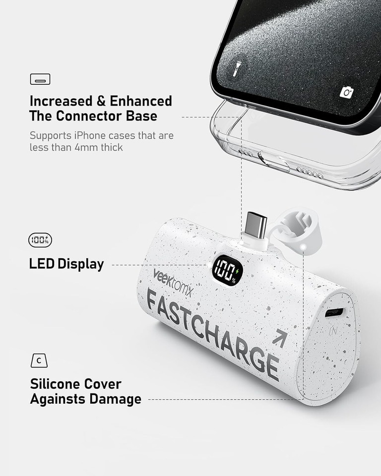 5000mAh Power Bank Ultra Slim Mini Portable Charger Battery For iPhone ...