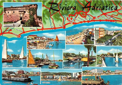 B66254 Italia Riviera Adriatica map carte geographique multiviews italy ...