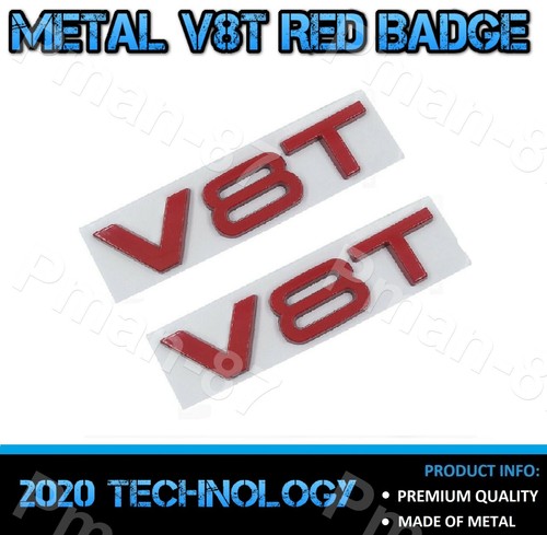 2 X DELUXE Metal for Audi V8T Red Side Wing Badge A4/A5/A6/A7/S3/S4/S5 ...