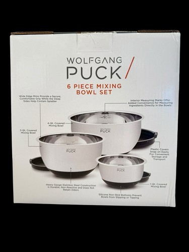 Wolfgang Puck /6 Piece Mixing Bowl Set New Sealed 810088182174| eBay