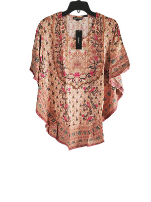 Tolani Collection Women's Printed Woven Caftan Tunic Color Beige Floral ...