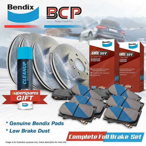 Front + Rear BCP Brake Rotors Bendix 4WD Pads for Nissan Patrol GQ MQ ...