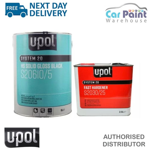 U-POL S20610 2k - 2pack HS Gloss Black Paint + S2030 Fast Hardner 7.5L ...