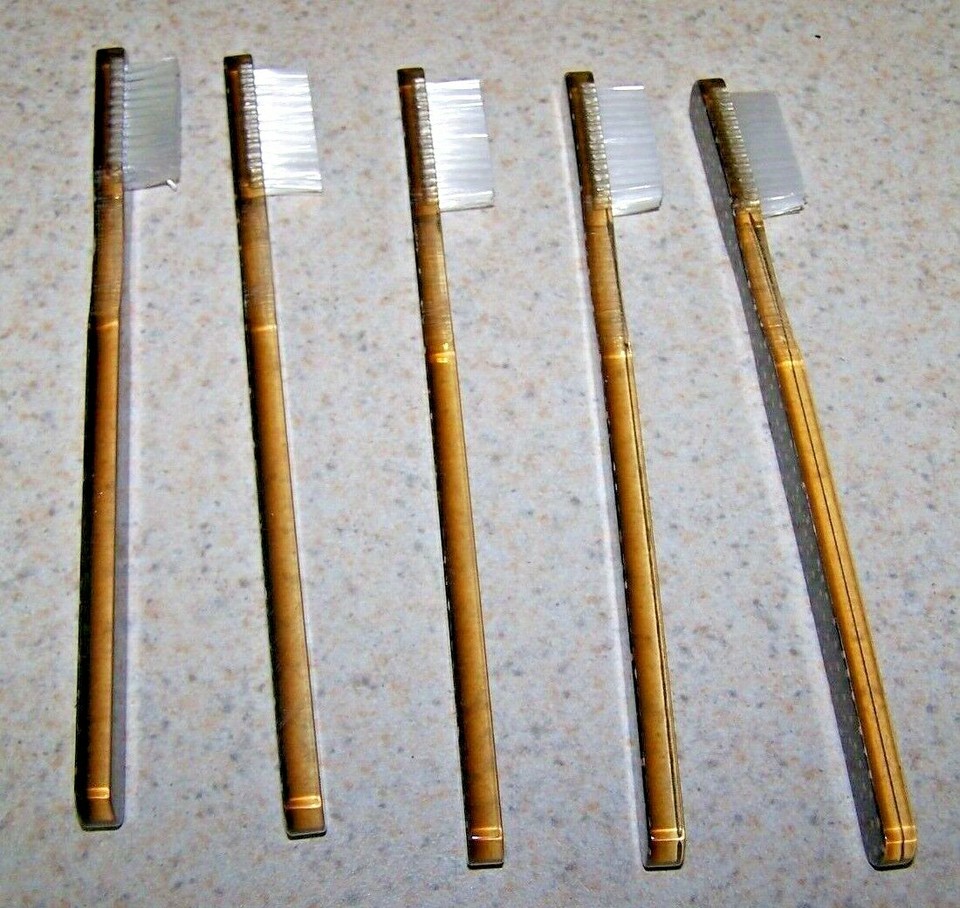 Set of 5 ALAN STUART Rare Vintage Toothbrushes - BLACK with GOLD DOTS ...